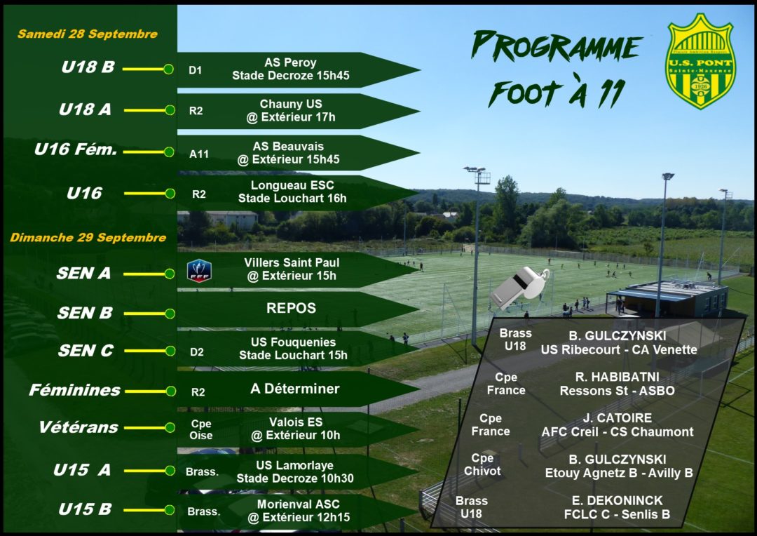 Programme Complet du Week-End – USPontFootball